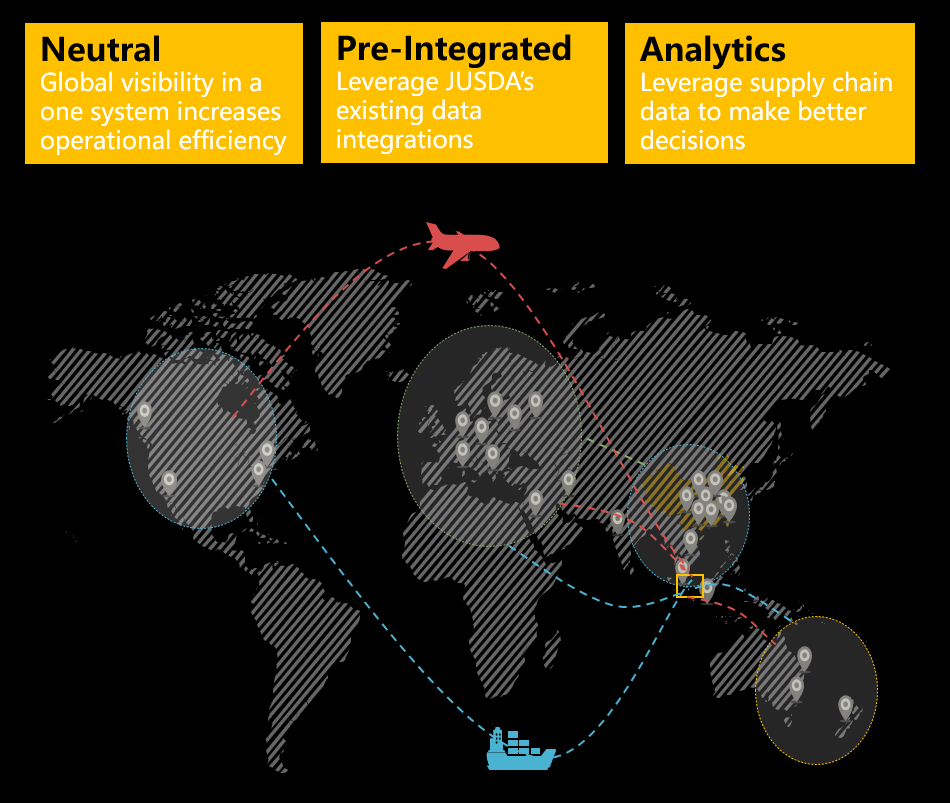 Jusda: logistics solutions provider with a vast network spanning the globe.